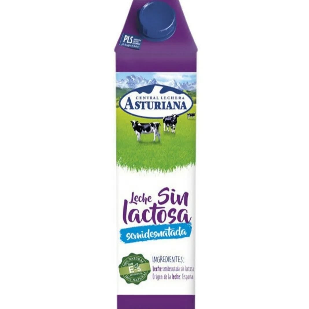 Leche semidesnatada sin lactosa 1L - Asturiana | Mercaolé